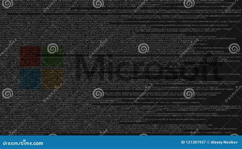 Microsoft Logo Made Of Source Code On Computer Screen Editorial 3d Rendering Editorial