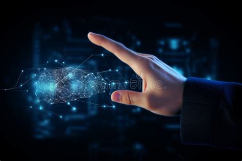 user s hands interacting futuristic technological holographic blue augmented reality user