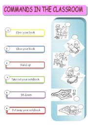 Clasroom Commands ESL Worksheet By Abraham