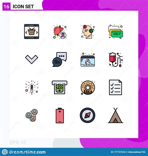 16 Universal Flat Color Filled Line Signs Symbols Of Help Chat Liver Seo Business Stock
