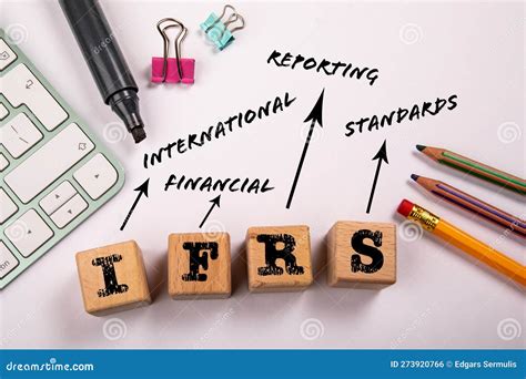 Ifrs International Financial Reporting Standards Wooden Blocks On A White Office Table Stock