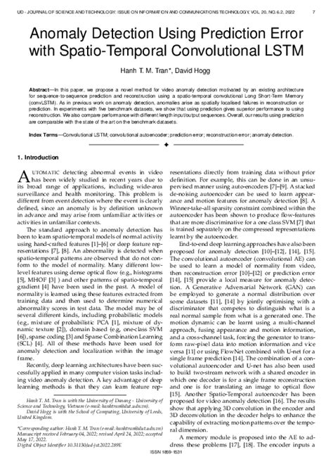 Pdf Anomaly Detection Using Prediction Error With Spatio Temporal