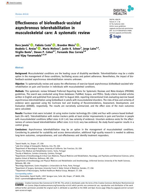 Pdf Effectiveness Of Biofeedback Assisted Asynchronous Telerehabilitation In Musculoskeletal