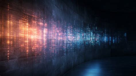 Dynamic Abstract Light Patterns Illuminate A Dark Space Creating A Futuristic Atmosphere Of