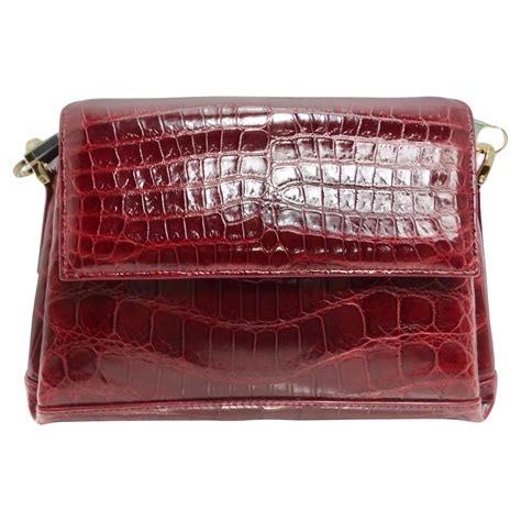 Bc Luxury Red Crocodile Leather Structured Handbag For Sale At 1stdibs