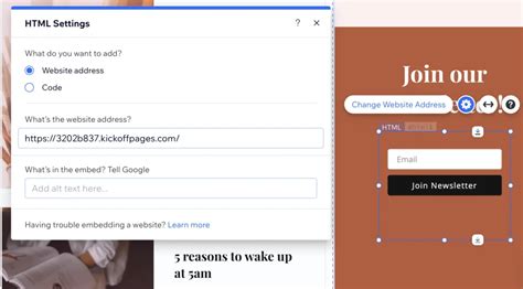 Wix Integration Embed Form Kickofflabs