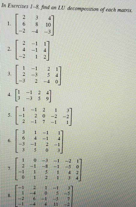 Solved In Exercises 1 8 Find An Lu Decomposition Of Each