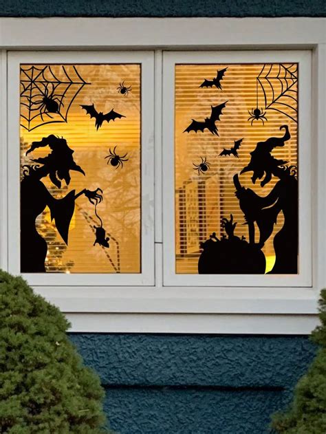 1개 할로윈 요소 검정색 박쥐 거미 괴물 패턴 창문 스티커 방수 자착식 벗겨 냄 이 낙없는 접착제 부엌 침실 거실 욕실 유리 스티커 벽 스티커 문 스티커에 적용 가능