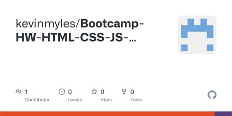 github kevinmyles bootcamp hw html css js bootstrap