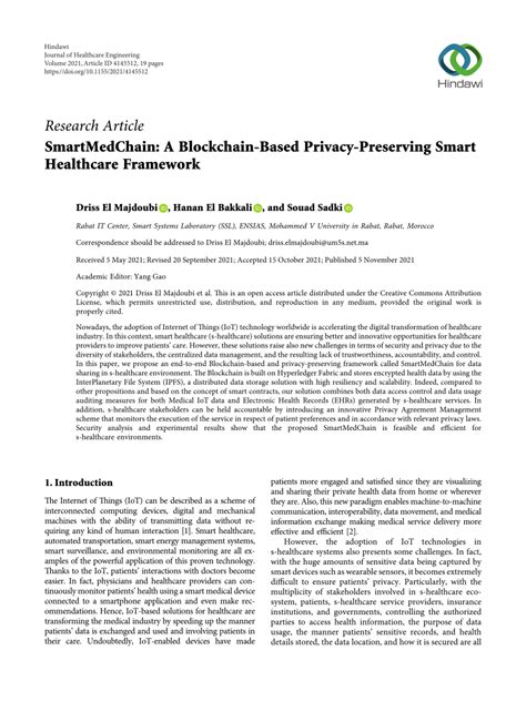 Pdf Smartmedchain A Blockchain Based Privacy Preserving Smart Healthcare Framework