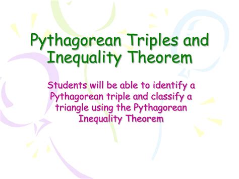 PPT Exploring Pythagorean Triples And Inequality Theorem PowerPoint