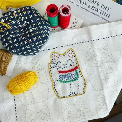 Lucky Cat Sashiko Chain Stitch Sashiko