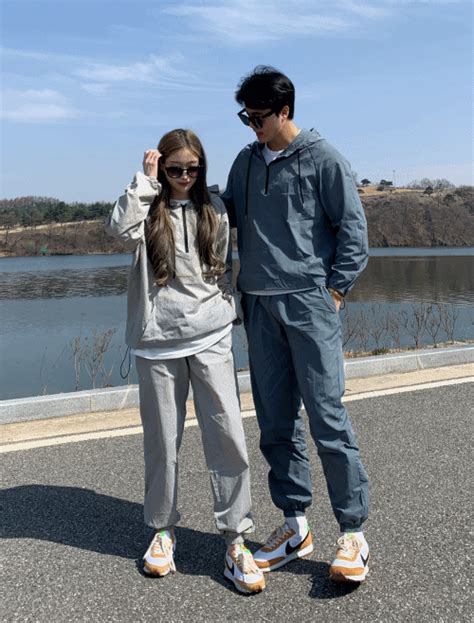 M~2xl 세트가격 최저가보장 아노락 남녀공용 바람막이 후드 츄리닝 세트 커플룩 트레이닝 시밀러룩 운동복 에이블리