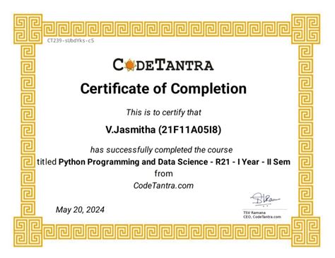 Vakati Jasmitha On Linkedin Python Datascience Codetantra Certification