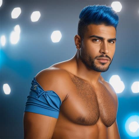 Premium Ai Image A Brazilian Man With Blue Hair