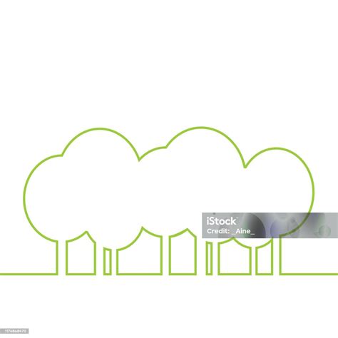 잔디에 녹색 나무 흰색 배경과 빈 공간에 고립 된 숲 카드 잔디에 나무입니다 벡터 그림입니다 0명에 대한 스톡 벡터 아트 및