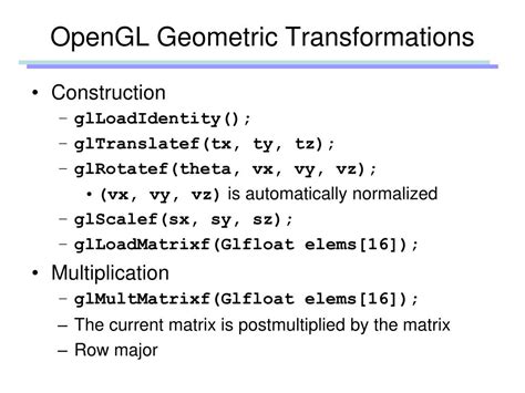 Ppt Geometric Transformations Overview Linear Affine And Projective Transformations
