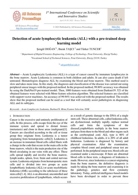 Pdf Detection Of Acute Lymphocytic Leukemia All With A Pre Trained Deep Learning Model