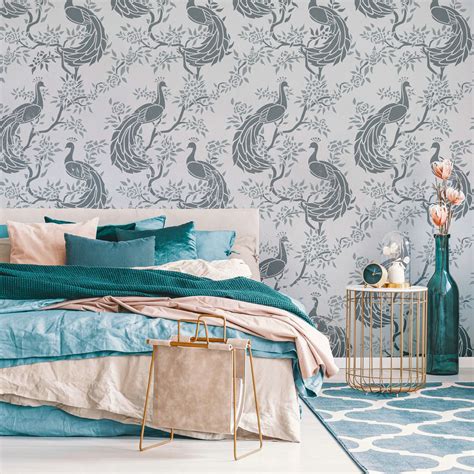 Reusable Allover Plastic Stencil Dragons Chinoiserie