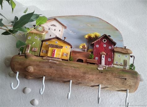 Ключница настенная "Летняя улица", домики дрифтвуд в интернет-магазине ...