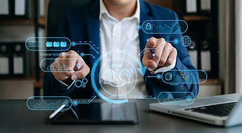 Premium Photo Man Using Chatbot In Computer And Tablet Smart Intelligence Aichat With Ai