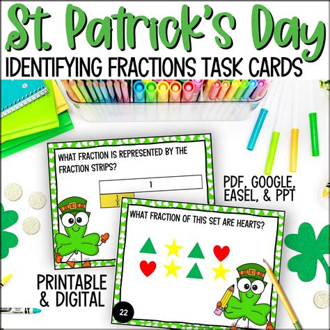 St Patricks Day Identifying Fractions Task Cards Curious Classroom Adventures