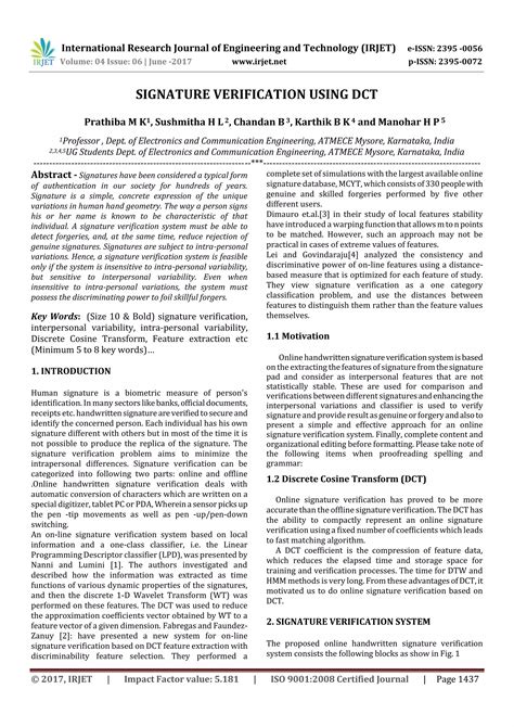 Signature Verification Using Dct Pdf