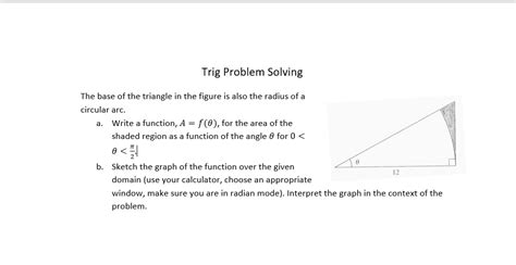 Solved Trig Problem Solving A The Base Of The Triangle In Chegg Com