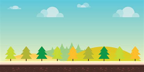 원활한 만화 자연 풍경입니다 언덕 나무 구름과 하늘 게임 모바일 응용 프로그램 및 컴퓨터에 대 한 배경 벡터 일러스트 레이 션 디자인에 대 한 0명에 대한 스톡 벡터 아트