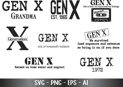 Gen X SVG Bundle Generation X SVG Gen X PNG Retro Gen X Shirt Gift For Gen X Cricut Cut