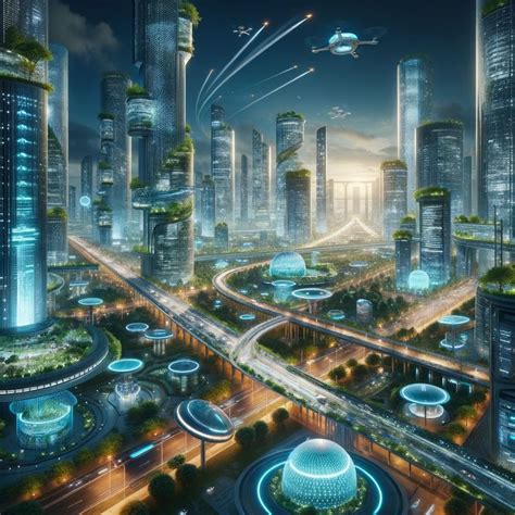 A Night Scene With Bioluminescent Lighting And Advanced Ecological