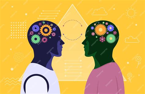 인공지능과 인간 인간과 Ai의 머리는 서로 반대편에 있습니다 프리미엄 벡터