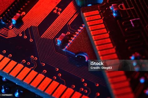 Computer Cpu Processor Chip On Circuit Board Motherboard Background