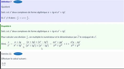 Division Nombres Complexes Youtube