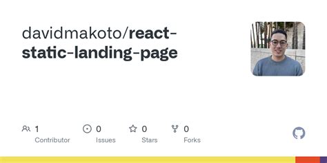 Github Davidmakotoreact Static Landing Page
