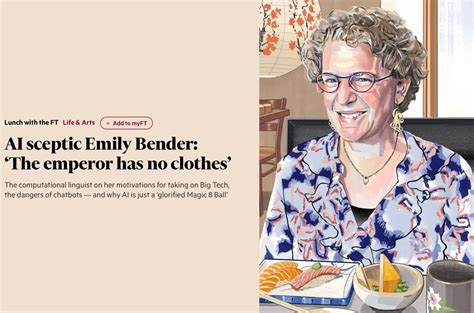 游庭皓的財經皓角 美國語言學者 Emily Bender 被譽為「ai懷疑論者的代表人物」，她批評當前人工智慧發展，根本是一場科技泡沫