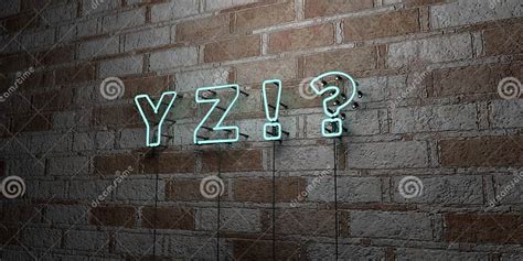 Y Z Накаляя неоновая вывеска на стене каменной кладки 3d представило иллюстрацию
