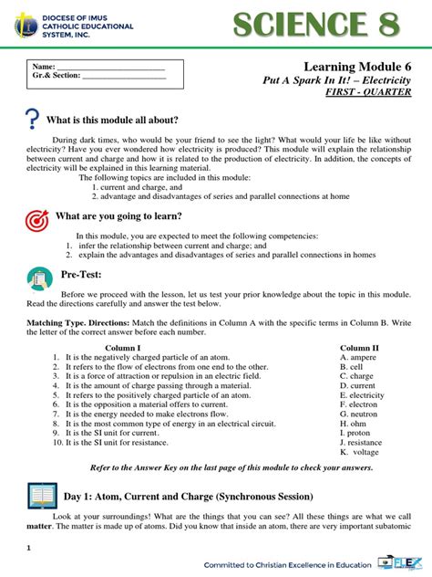 Science 8 Module 6 Pdf Electrical Resistance And Conductance Electric Charge