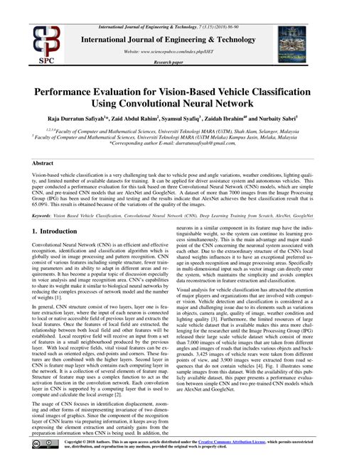 Pdf Performance Evaluation For Vision Based Vehicle Classification