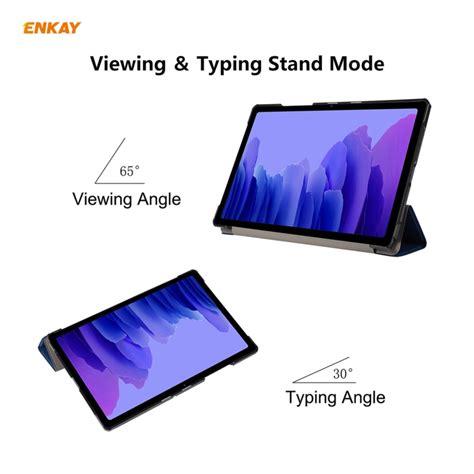삼성 갤럭시 탭 A7 104 2020 T500 T505 Enkay 3 폴딩 스킨 텍스처 수평 플립 Pu 가죽 Pc 스마트 케이스 홀더 포함 핑크