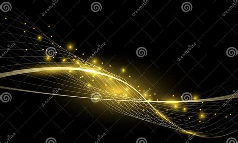 Abstract Gold Lines Wave Curve Shiny Effect On Black Design Modern Luxury Futuristic Background