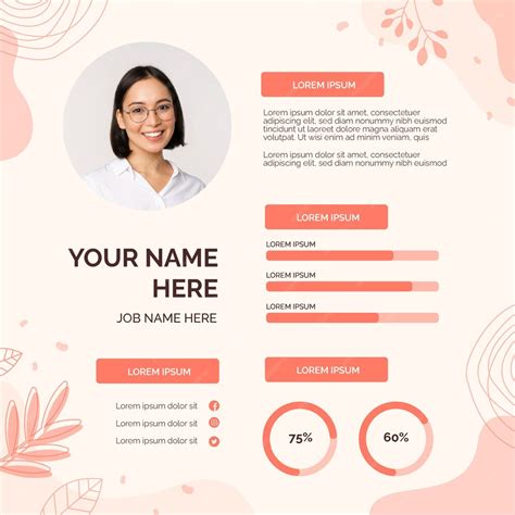 플랫 뷰티 살롱 온라인 이력서 템플릿 무료 벡터