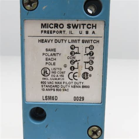 Micro Switch LSM6D 600VAC Heavy Duty Limit Switch Bullseye Industrial Sales