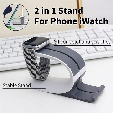 아이워치 휴대폰 거치대 실리콘 충전 도크 스테이션 애플 워치 데스크탑용 2 인 1 충전기 스탠드 Aliexpress