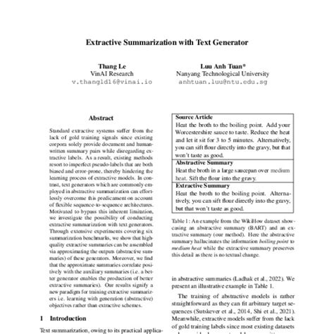 Extractive Summarization With Text Generator Acl Anthology