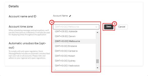 Modifying The Time Zone Of Your Account Tpg Telecom Messaging Hub