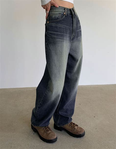 블랙업 미튼 워싱 데님팬츠 위시버킷