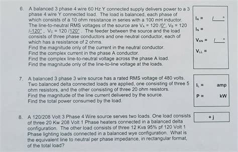 Solved 6 A Balanced 3 Phase 4 Wire 60 Hz Y Connected Supply