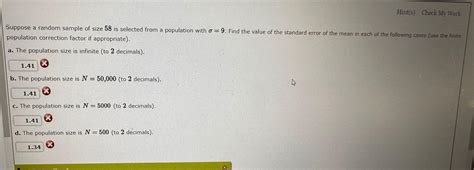 Solved Suppose A Random Sample Of Size 58 Is Selected From A