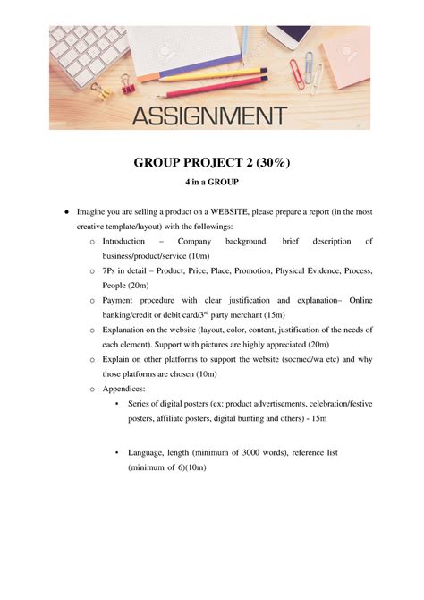 Guideline Group Assignment GROUP PROJECT 2 30 4 In A GROUP Imagine You Are Selling A